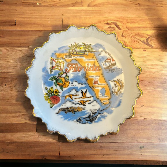 Unknown | Accents | Vintage Florida Decorative Souvenir State Plate ...